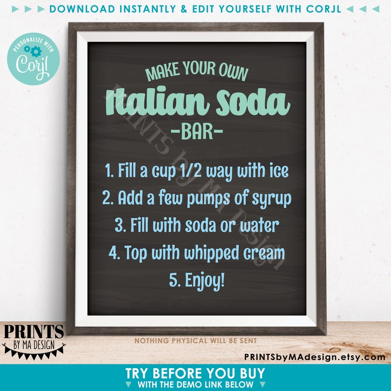Editable Italian Soda Bar Sign Cream Soda Custom PRINTABLE | Etsy