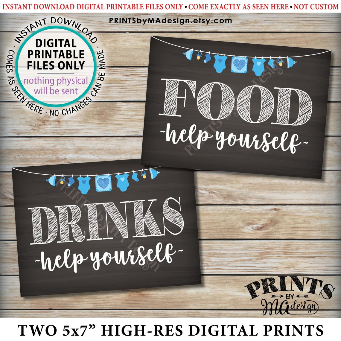 Food and Drinks Signs Help Yourself Buffet Baby Shower - Etsy