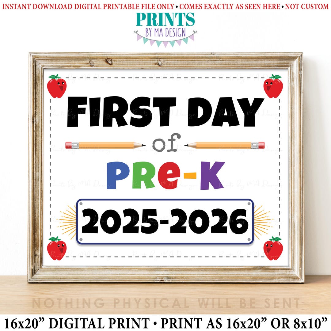 First Day of School Sign, Starting Pre-k, I'm a Preschooler, 2025-2026 ...