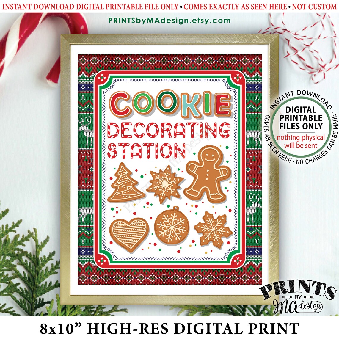 Cookie Decorating Station Sign Ugly Sweater Party Christmas | Etsy