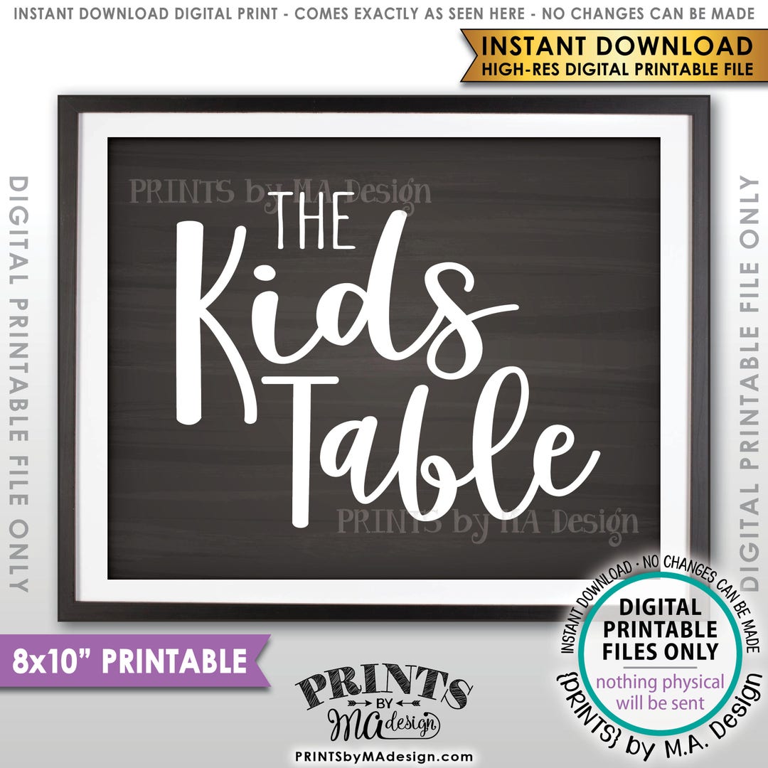 Wedding Kids Table Sign, Reception Activities for Kids Table Sign ...