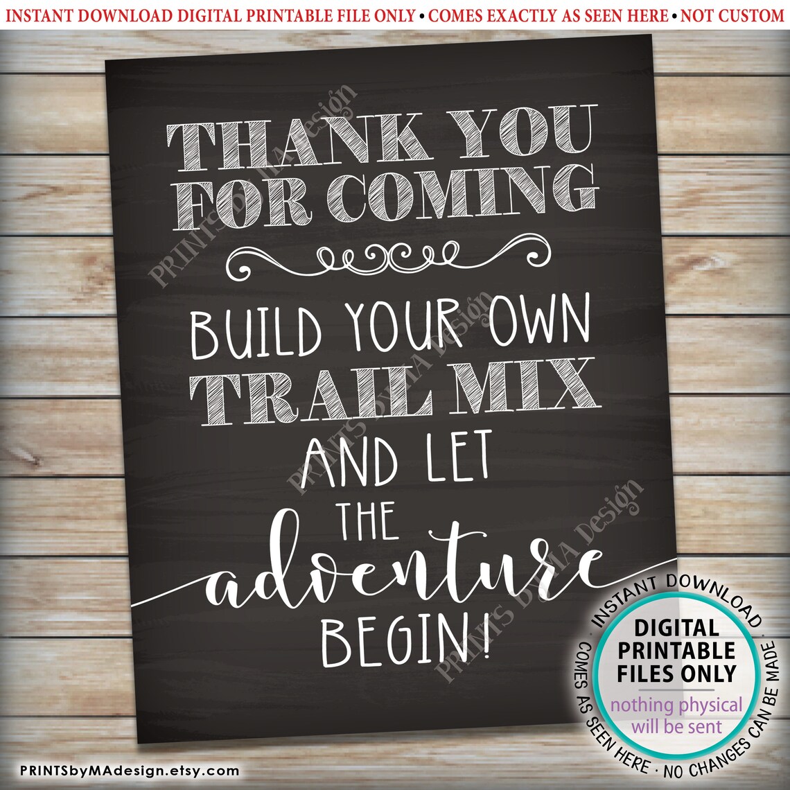 Trail Mix Sign Thank You for Coming Build Your Own Trail Mix - Etsy