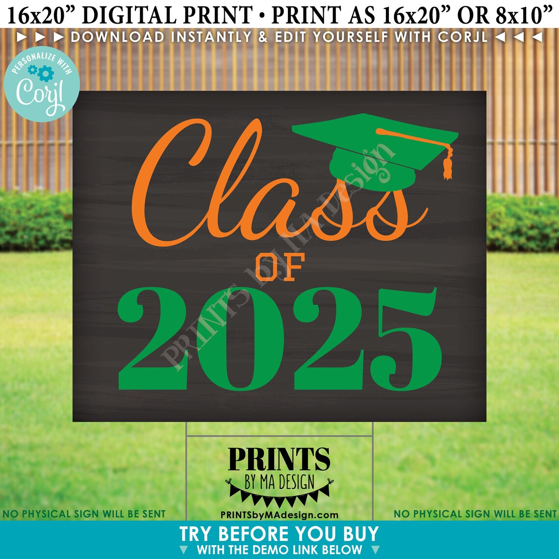 Editable Class of Year Sign Any Year Custom PRINTABLE - Etsy