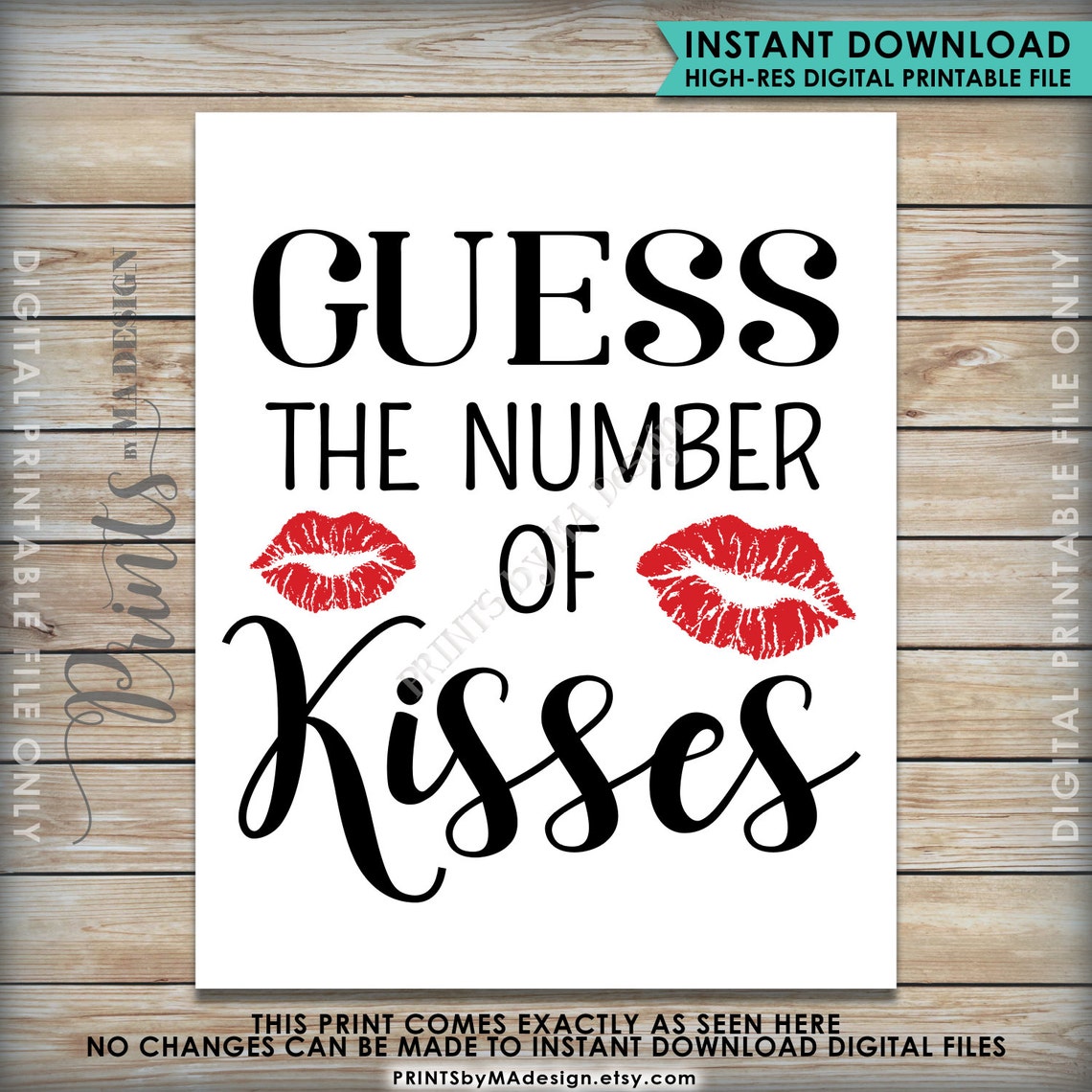 How Many Kisses Guess the Number of Kisses Kisses Shower | Etsy