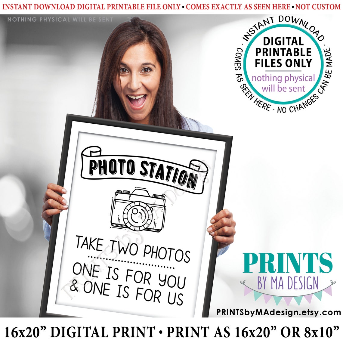 Photo Station Sign, Take Two Photos, One is for You and One is for Us ...