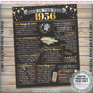 Back in the Year 1956 Poster Board, Remember 1956 Sign, Flashback to ...