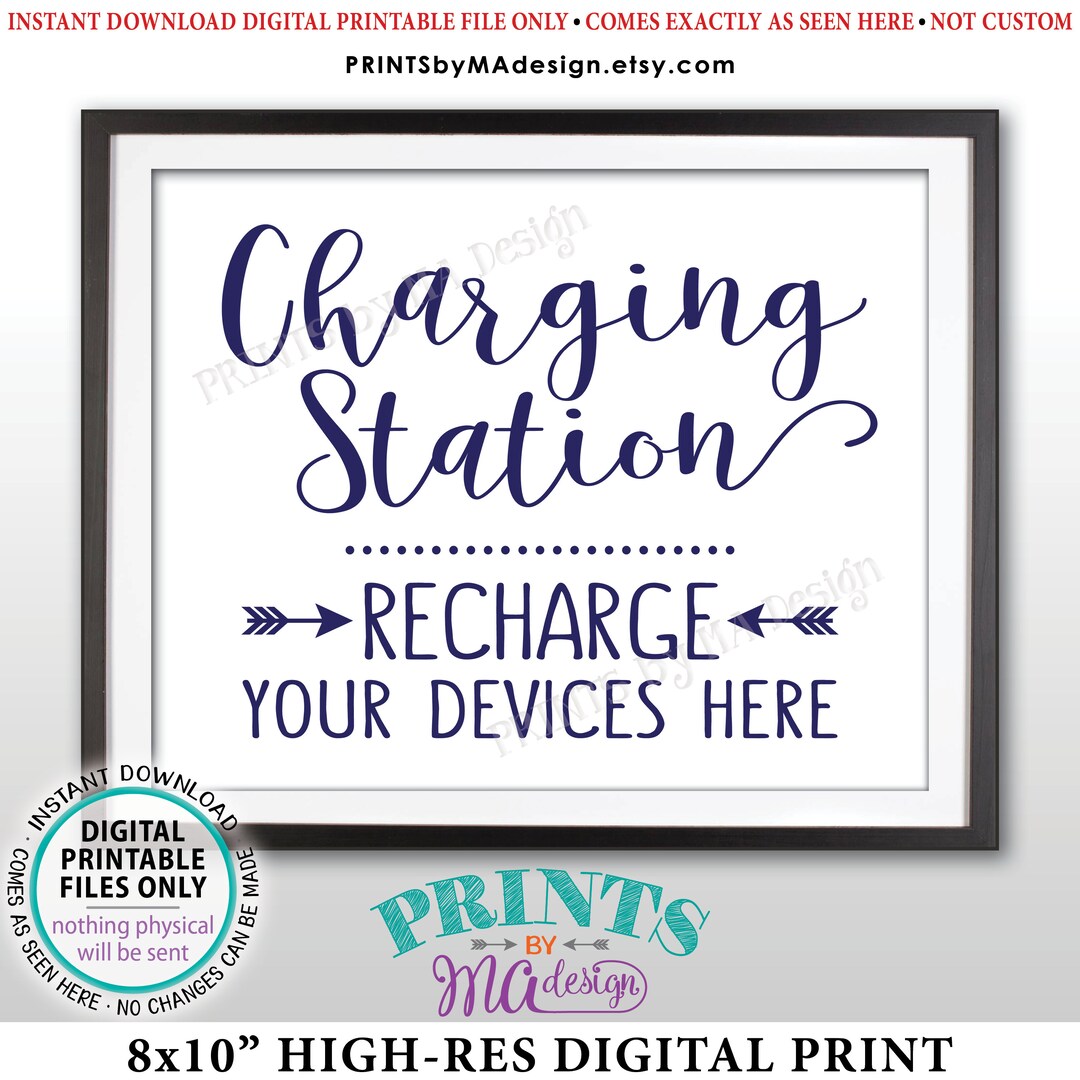 Charging Station Sign, Recharge Your Devices Here, Wedding Charge Bar ...