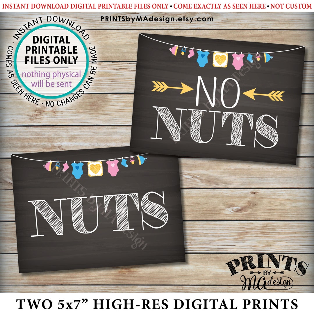 Nuts and No Nuts Signs, Food Allergy Baby Shower Sign, Nut Free Zone ...