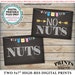 Nuts and No Nuts Signs Food Allergy Baby Shower Sign Nut - Etsy