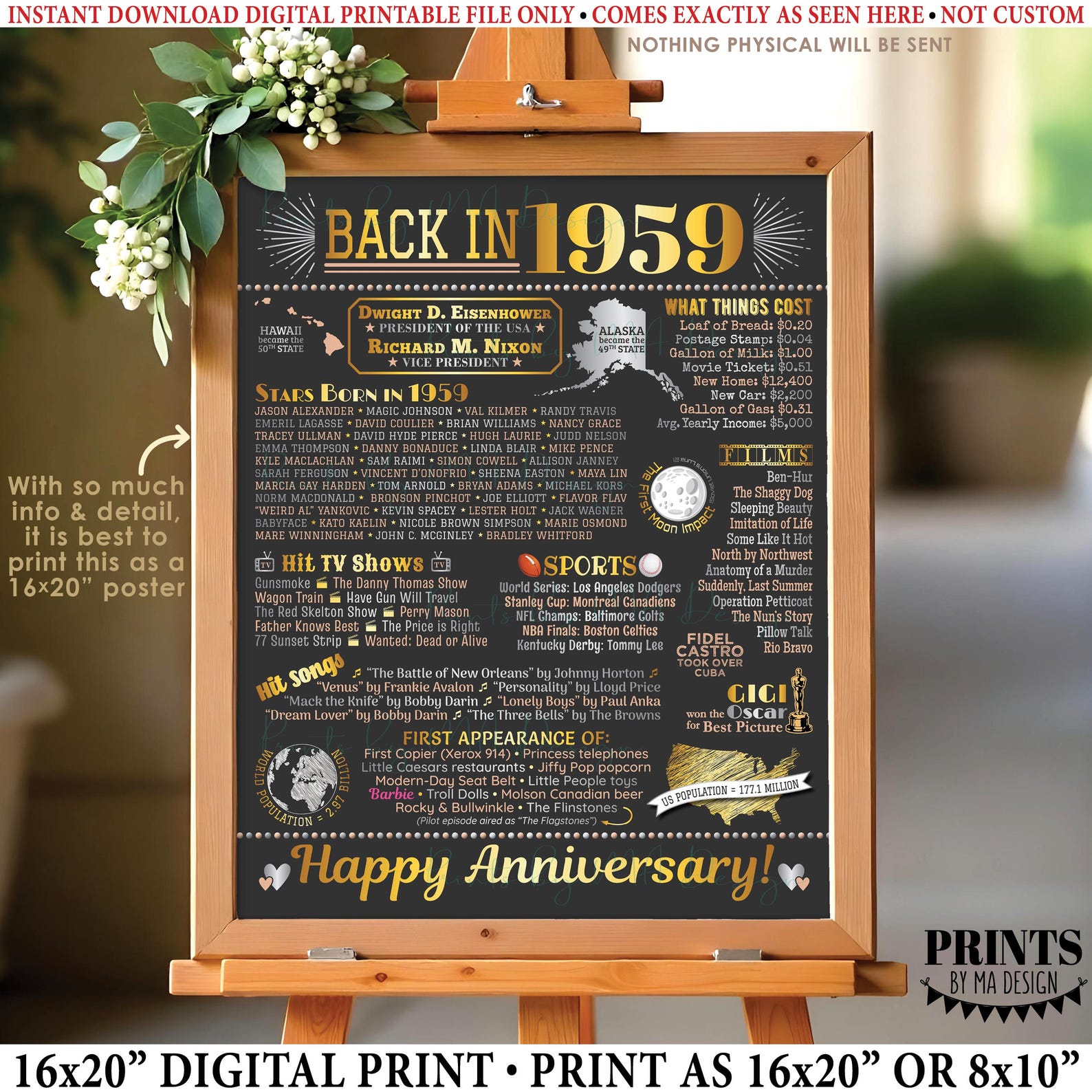 Back in 1959 Anniversary Poster Board, Flashback to 1959 Anniversary ...
