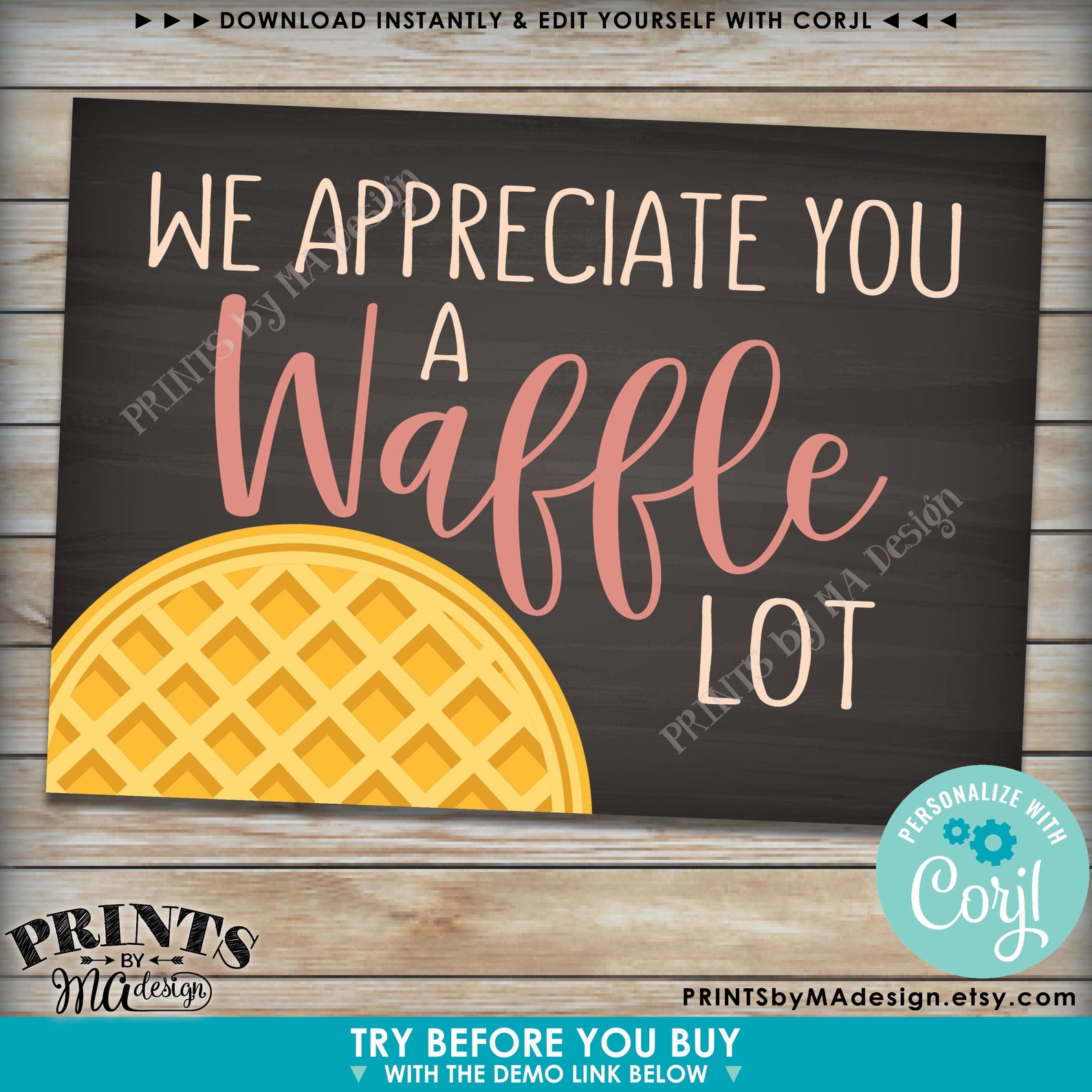 We Appreciate You a Waffle Lot Waffle Sign, Waffle Station, Waffle Bar ...
