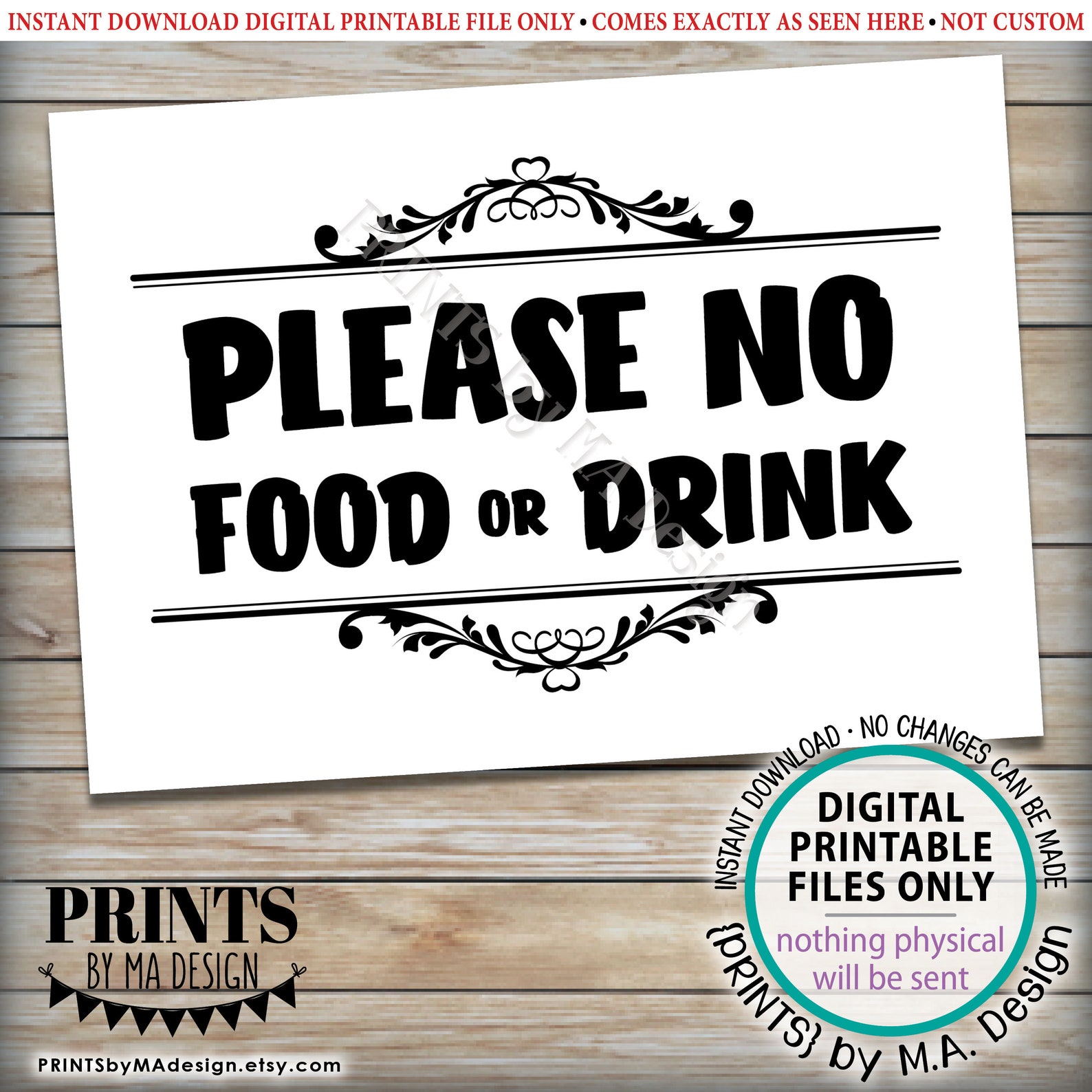 Please No Food or Drink Sign Keep Food Out PRINTABLE 5x7 - Etsy
