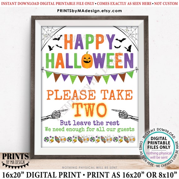 Please Take Two Treats Sign Happy Halloween Trick-or-treat | Etsy