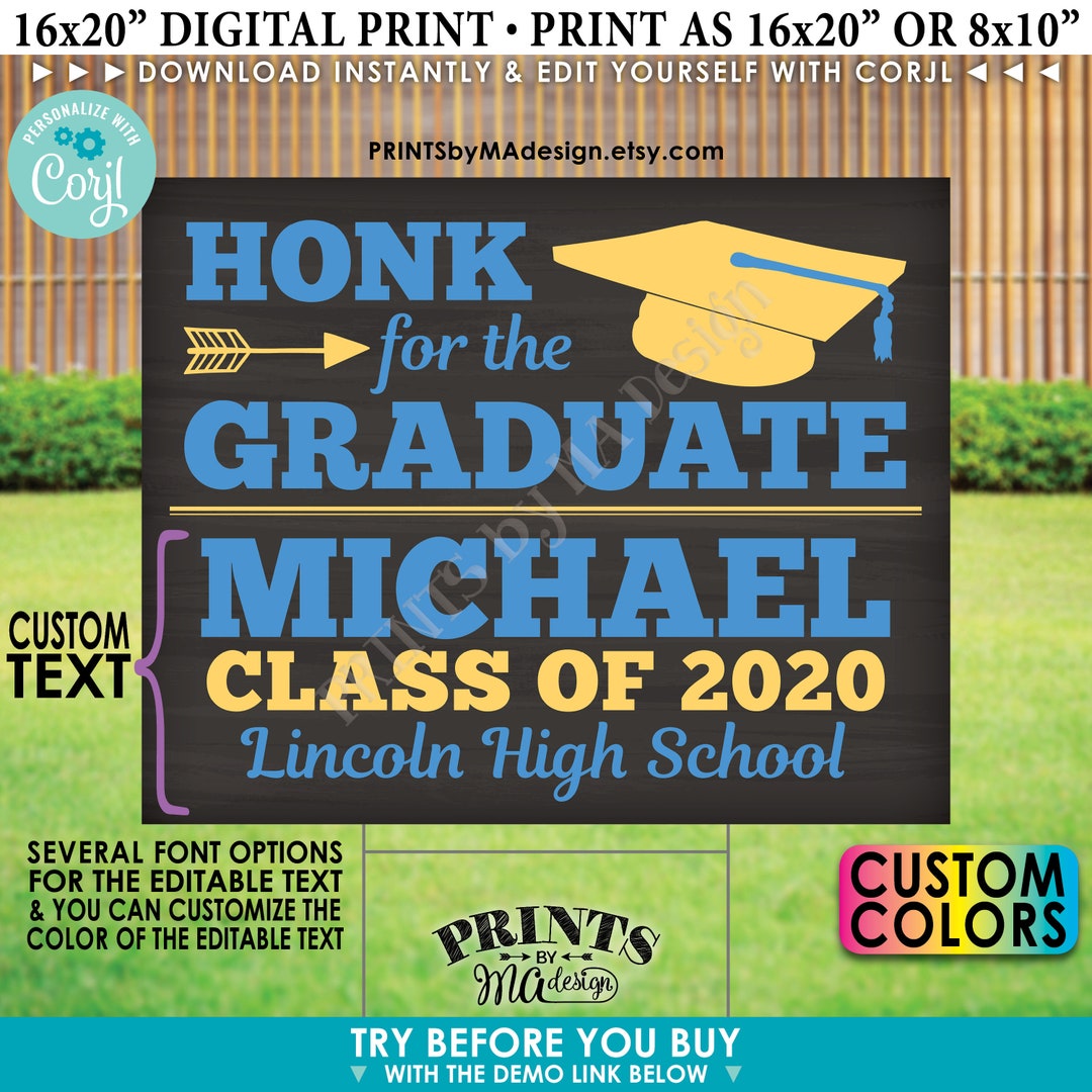 Editable Honk Graduation Sign Honk for the Graduate One - Etsy
