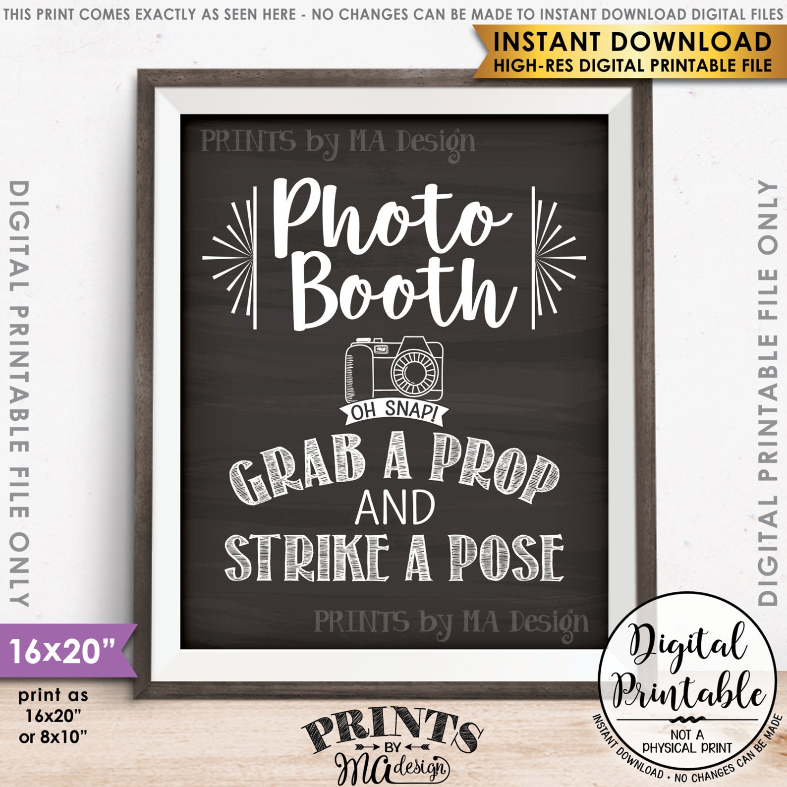 Photobooth Sign Grab a Prop and Strike a Pose Photo Booth - Etsy
