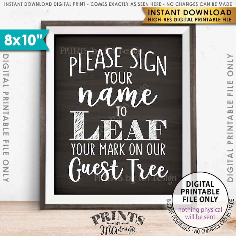 Sign a Leaf Sign, Please Sign Our Wedding Guest Tree Sign, Guestbook ...