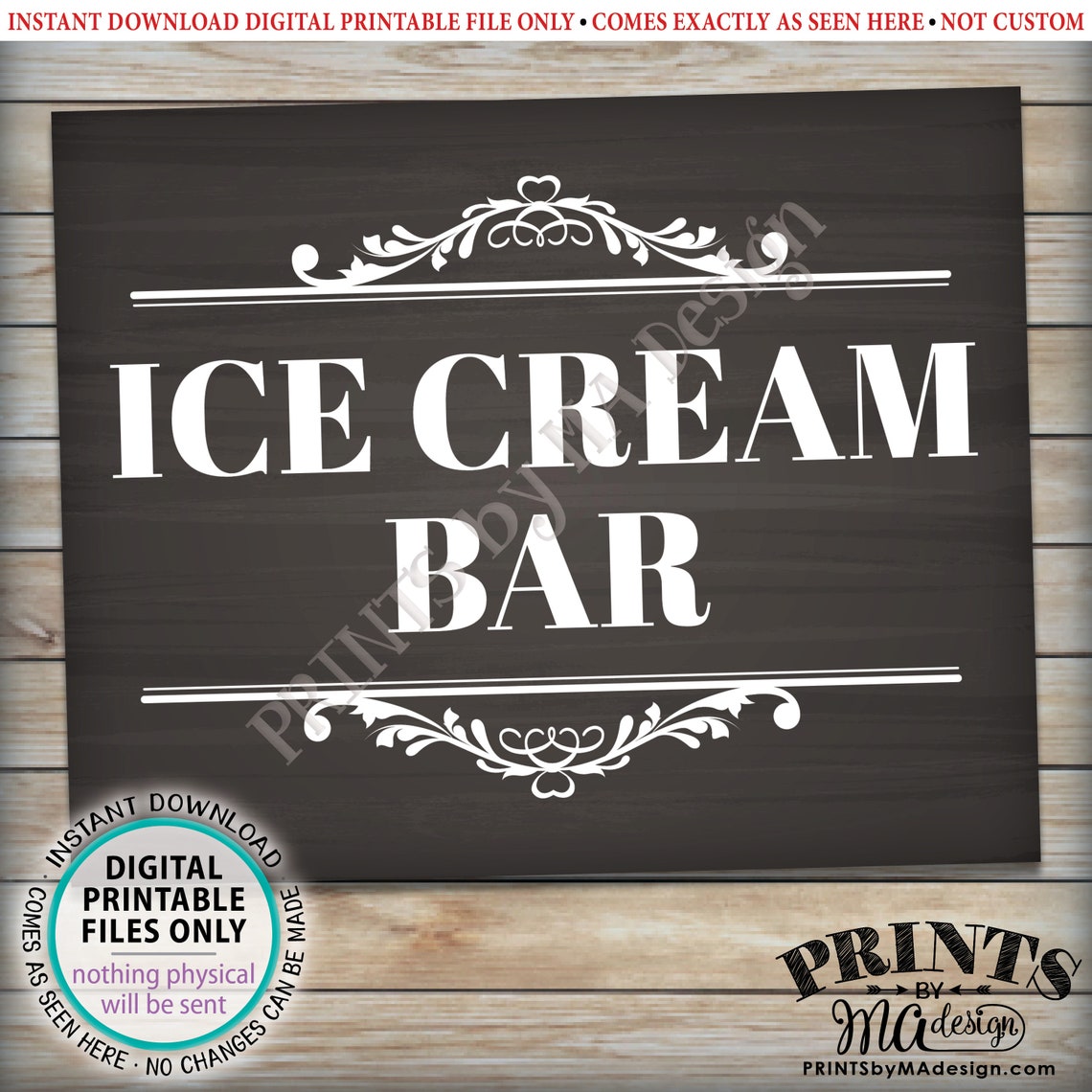 Ice Cream Bar Sign, Make Your Own Ice Cream Sundae Bar, Frozen Treats ...