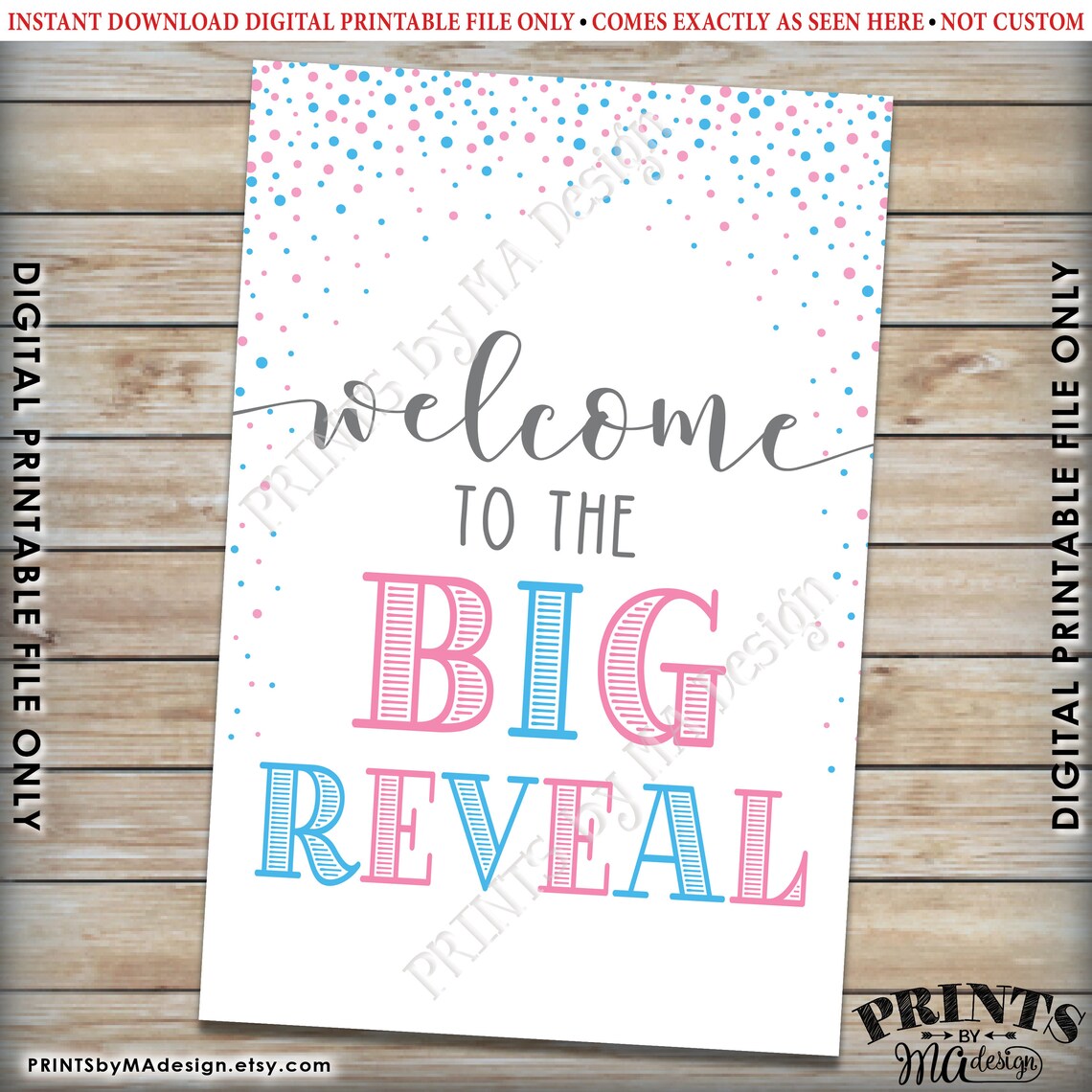 Welcome to the Big Reveal Sign, Gender Reveal Party Sign, PRINTABLE ...