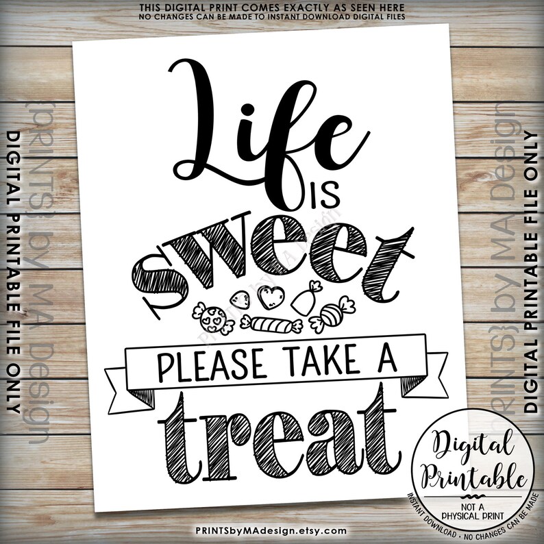 Life is Sweet Please Take a Treat Sign, Sweet Treat Sign, Candy Bar ...