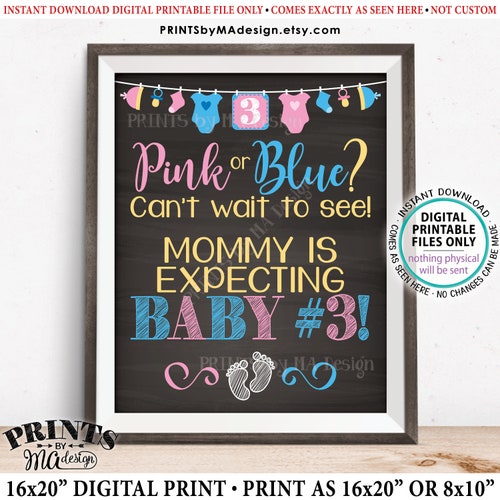 Baby Number 3 Pregnancy Announcement PRINTABLE 8x10/16x20 - Etsy