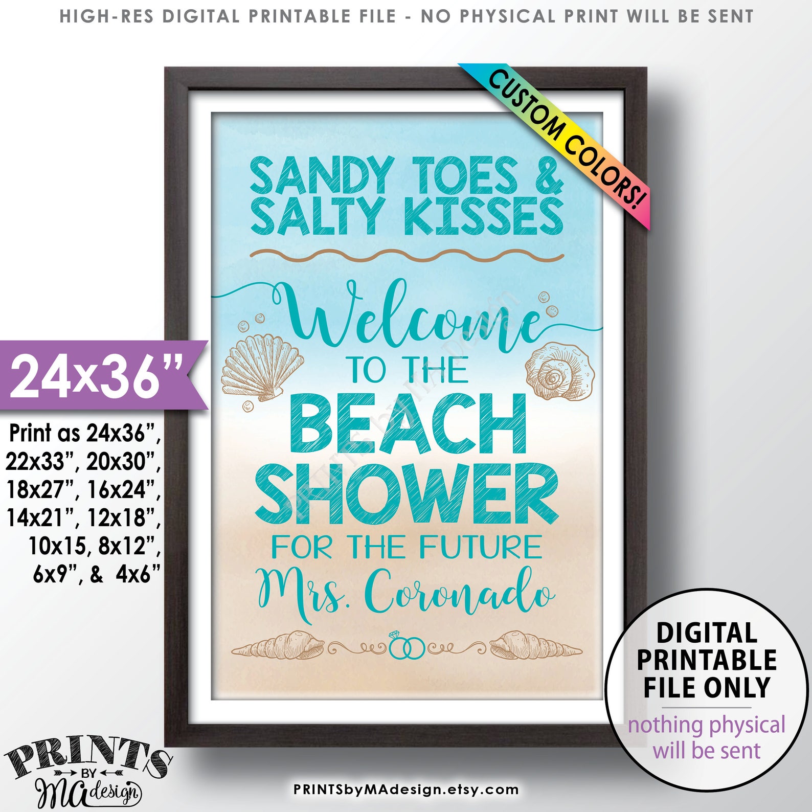 Beach Bridal Shower Sign Bridal Shower Welcome Poster Bridal - Etsy