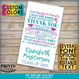 Editable Graduation Party Favors, Thank You Goodie Bags, PRINTABLE 8 ...