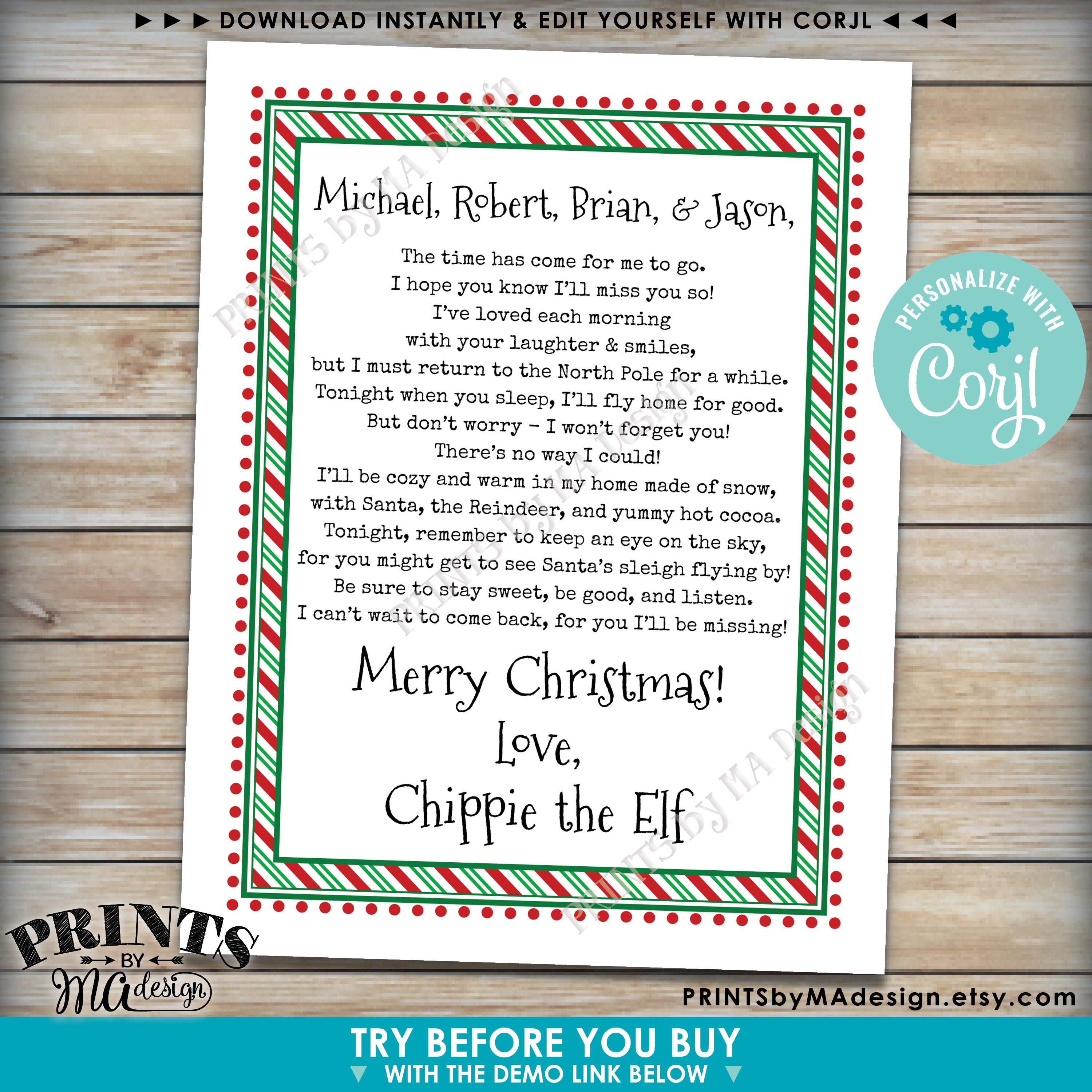 Christmas Elf Goodbye Letter To Kids Bye Magic Elf Farewell Note One 
