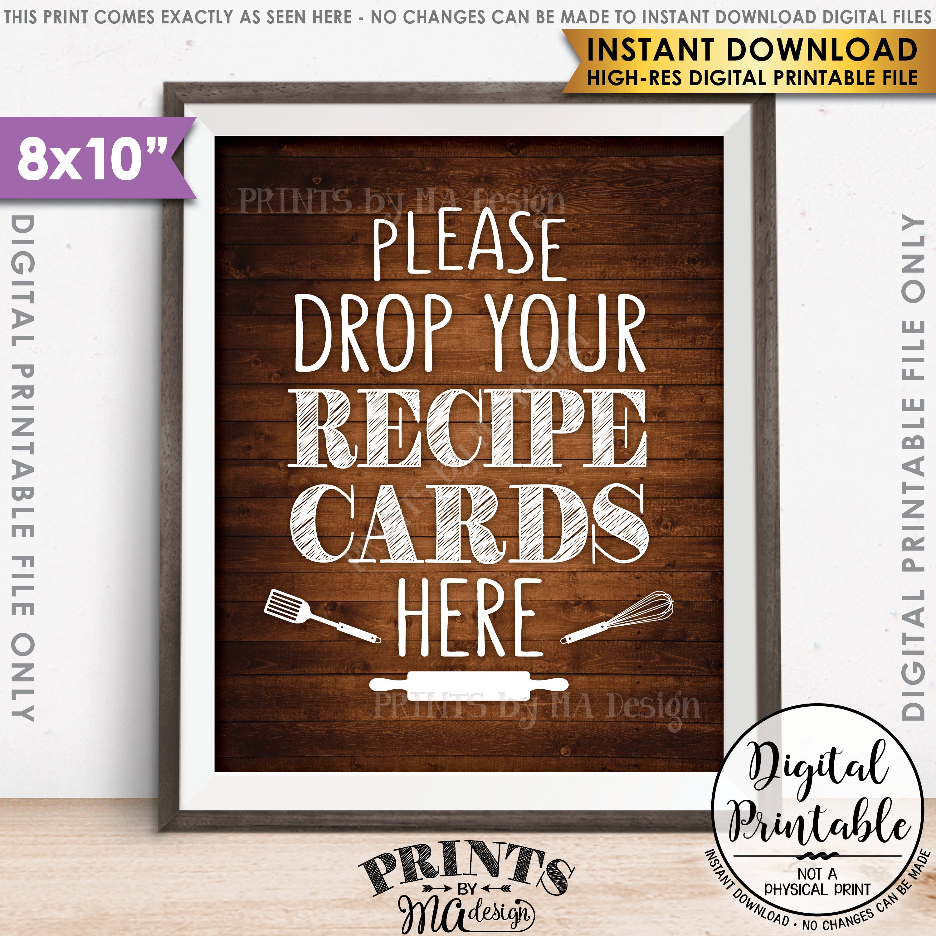 Drop Your Recipe Card Here Sign Recipe Card Drop-off Bridal - Etsy