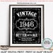 1946 Birthday Sign, Better With Age Vintage Birthday Poster, Whiskey ...