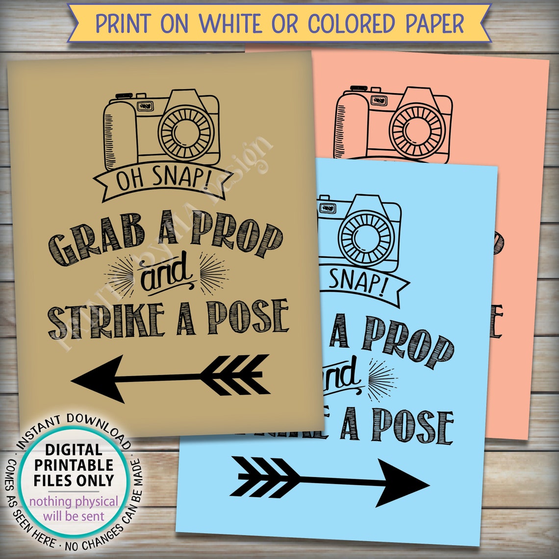 Grab a Prop and Strike a Pose Signs With Arrows Directions | Etsy