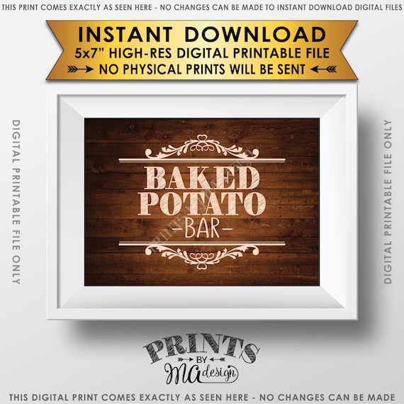 Baked Potato Bar Sign Potato Sign Graduation Birthday - Etsy