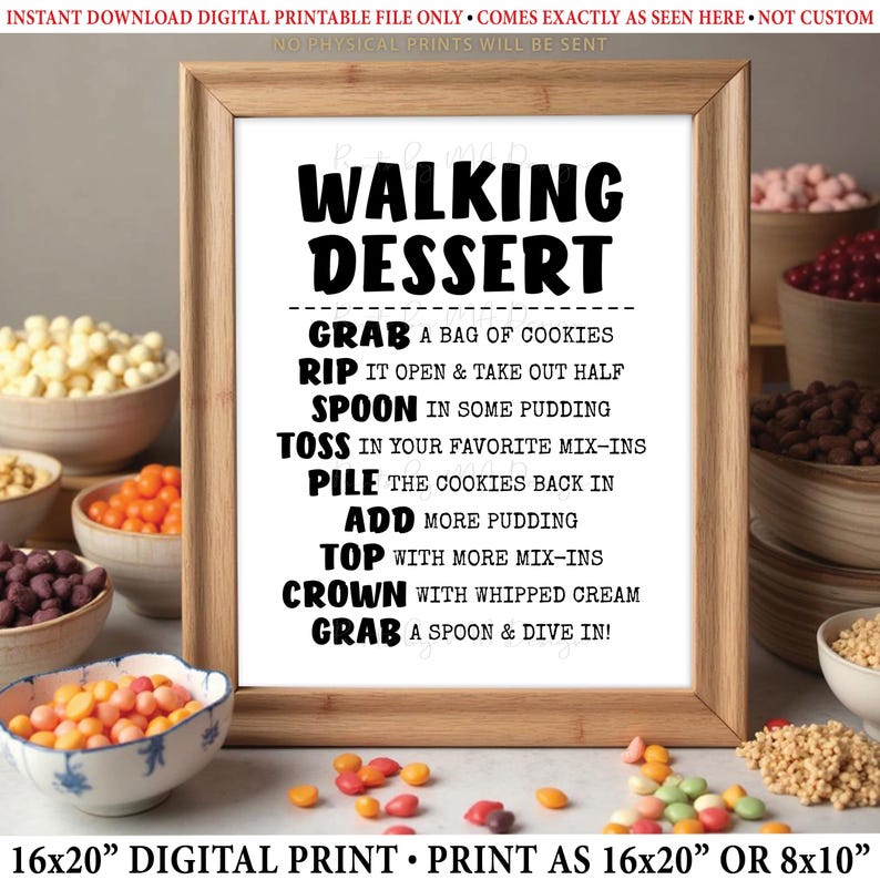 Walking Dessert Sign, Bag of Cookies, Pudding, Candy, Sweet Treat ...