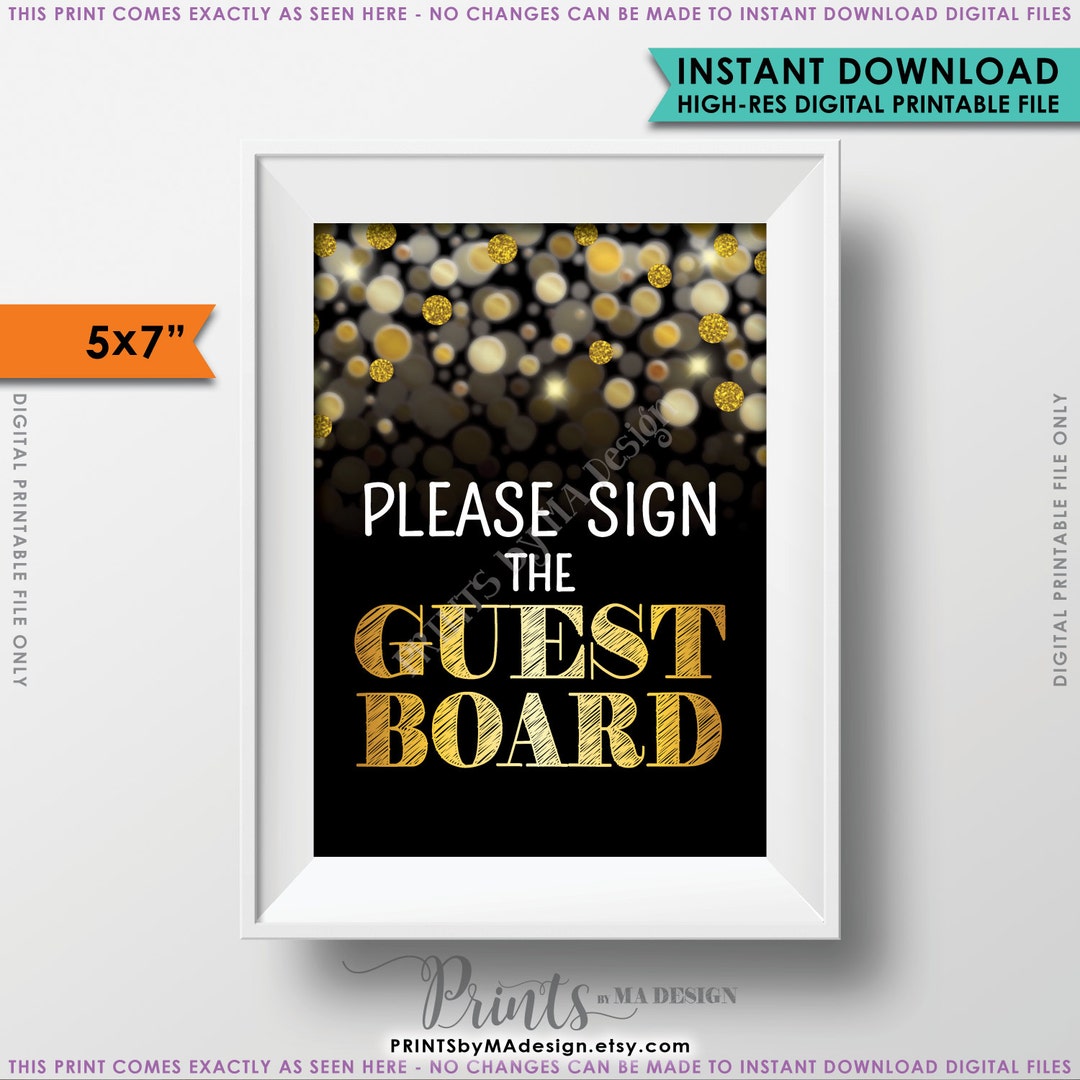 Please Sign the Guest Board Sign, Birthday Anniversary Retirement ...
