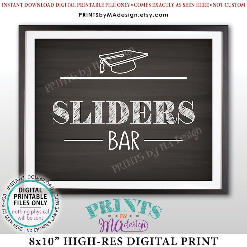 Sliders Bar Sign, Mini Burgers, Burger Bar, Graduation Party ...