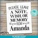 Please Leave a Note Wish or Memory Sign Write a Message Sign - Etsy