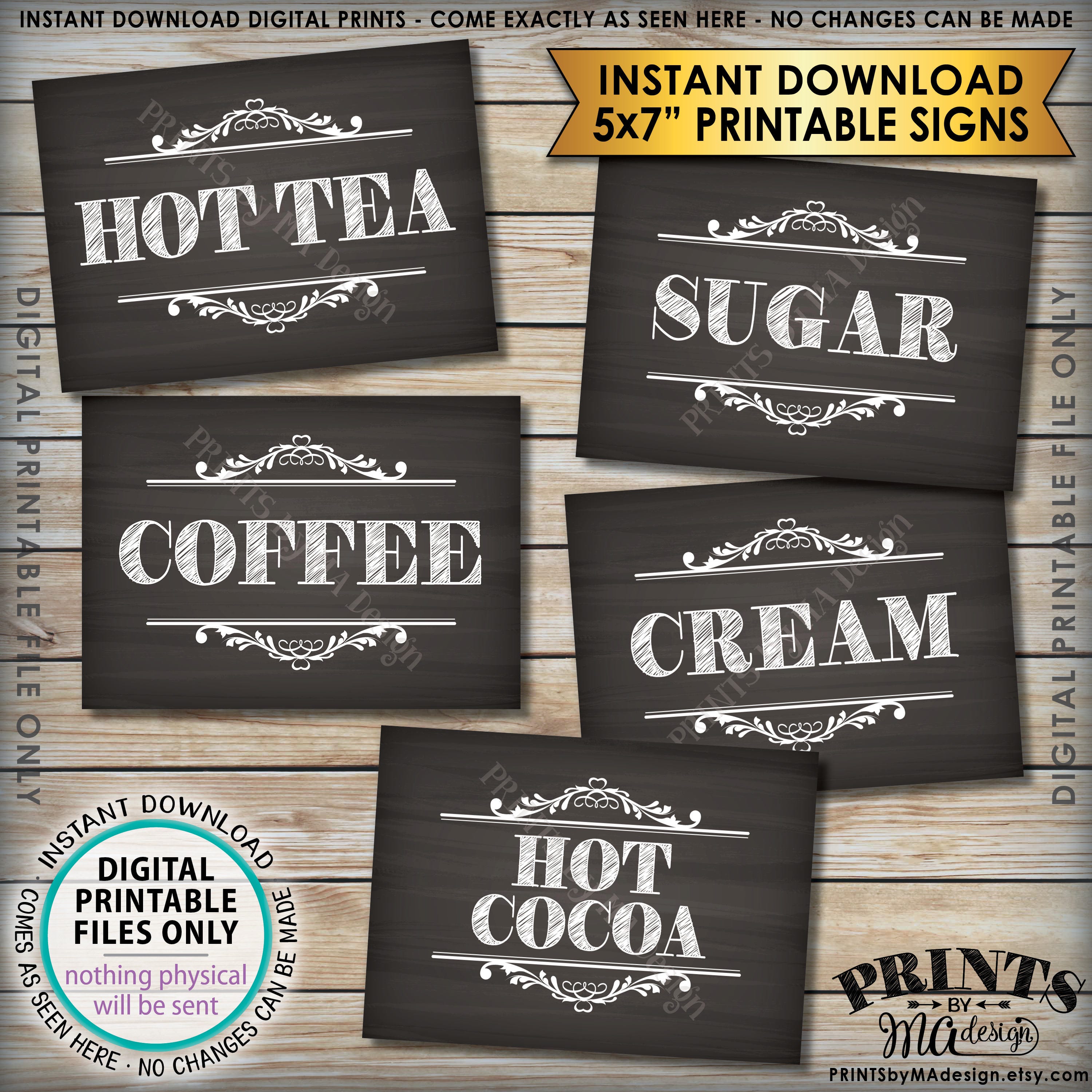Coffee Bar Signs, Coffee Sign, Beverage Station, Hot Tea, Hot Cocoa ...