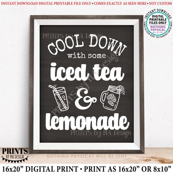 Iced Tea and Lemonade Sign Cool Down With Some Cold - Etsy