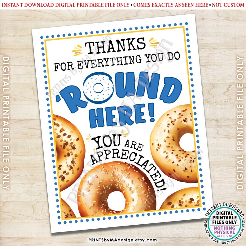 Bagel Teacher Appreciation Sign Thanks for Everything You Do - Etsy