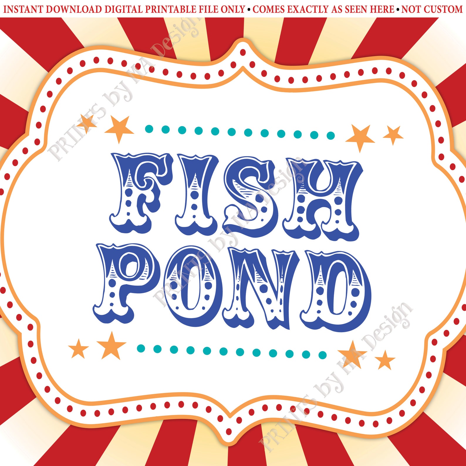 Fish Pond Sign, Carnival Activities Sign, Carnival/circus Party Games ...
