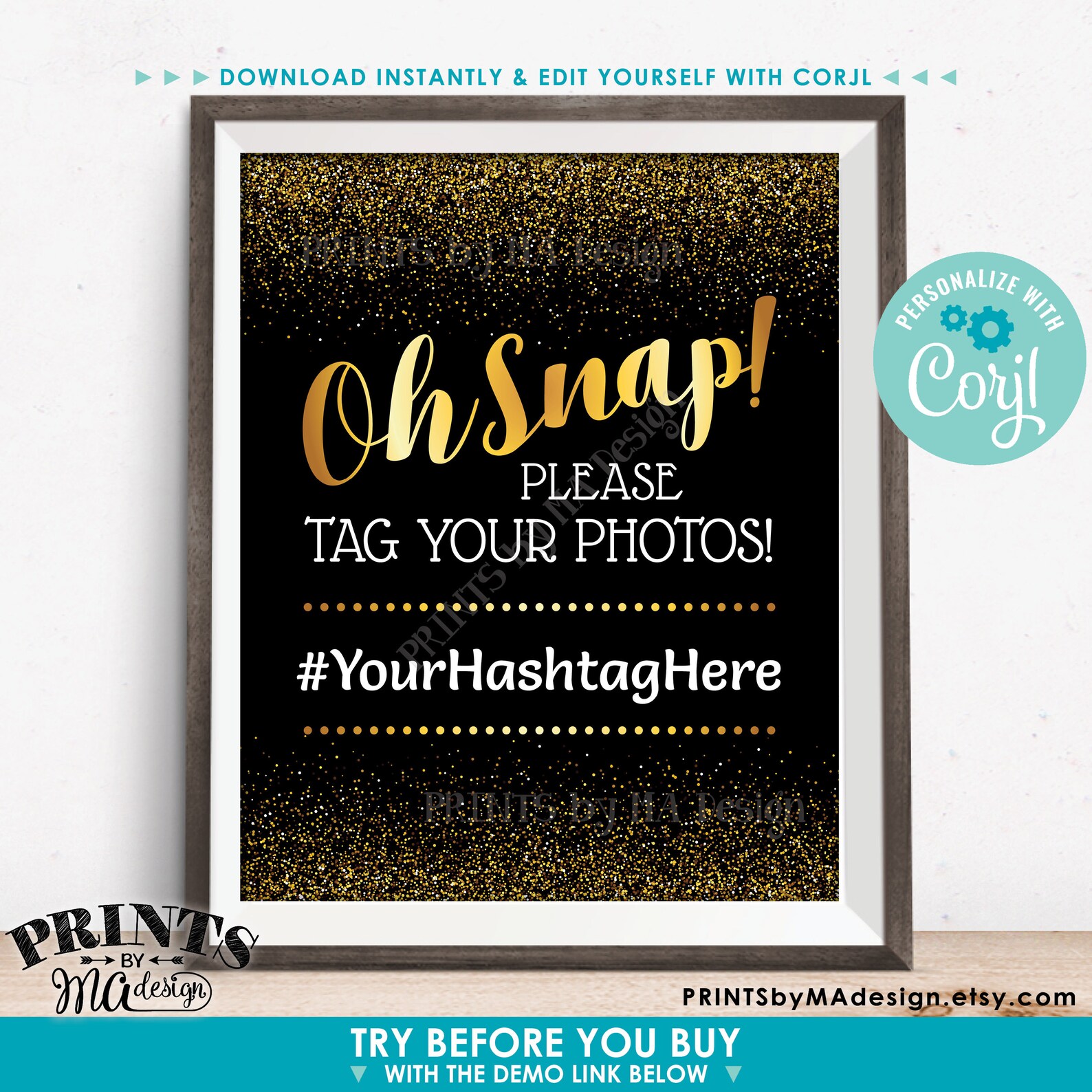 Oh Snap Sign Please Tag Your Photos Share on Social Media - Etsy