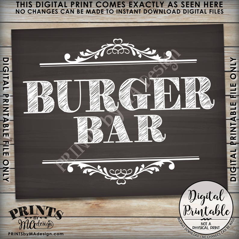 Burger Bar Sign Build a Burger Sign Build Sliders | Etsy