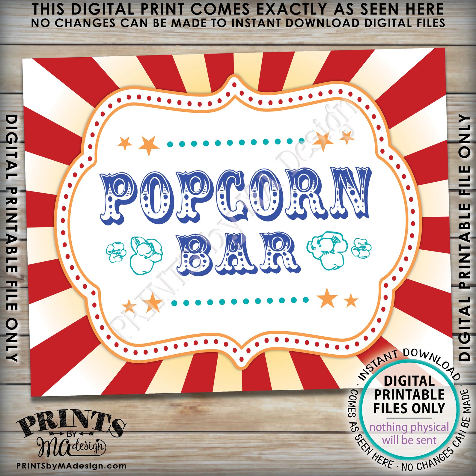 Carnival Popcorn Bar Sign Circus Popcorn Station Carnival | Etsy