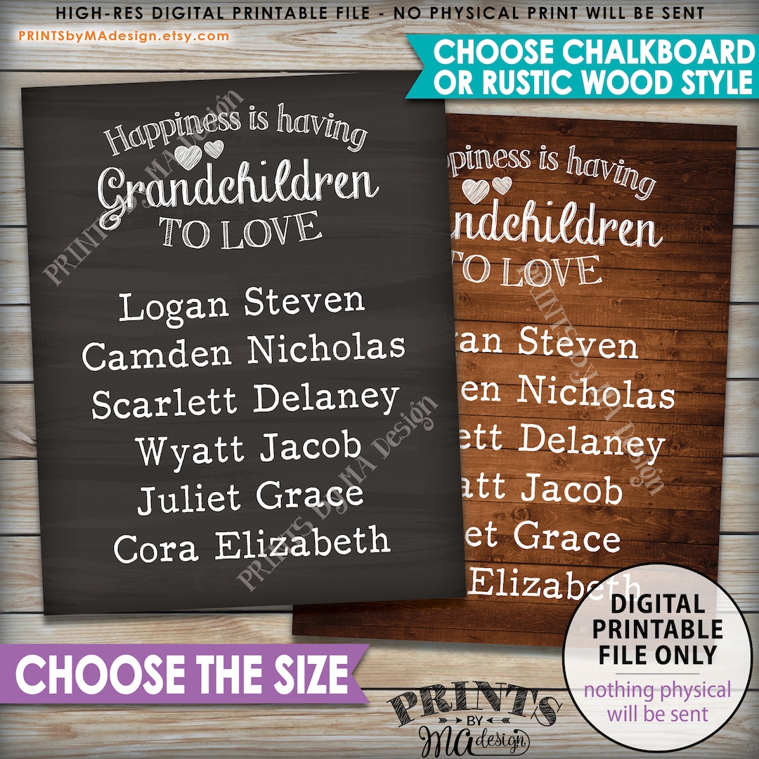 Grandchildren Sign With Names Personalized Grandkids Custom Gift for ...