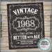 1968 Birthday Sign, Better With Age Vintage Birthday Poster Aged to ...