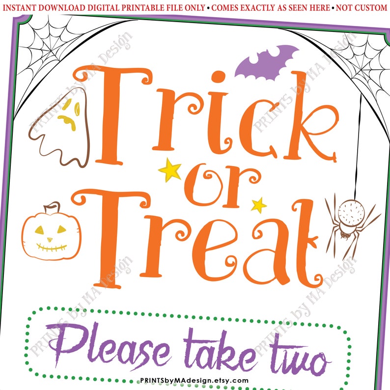 Trick or Treat Sign Please Take Two Help Yourself to Candy | Etsy