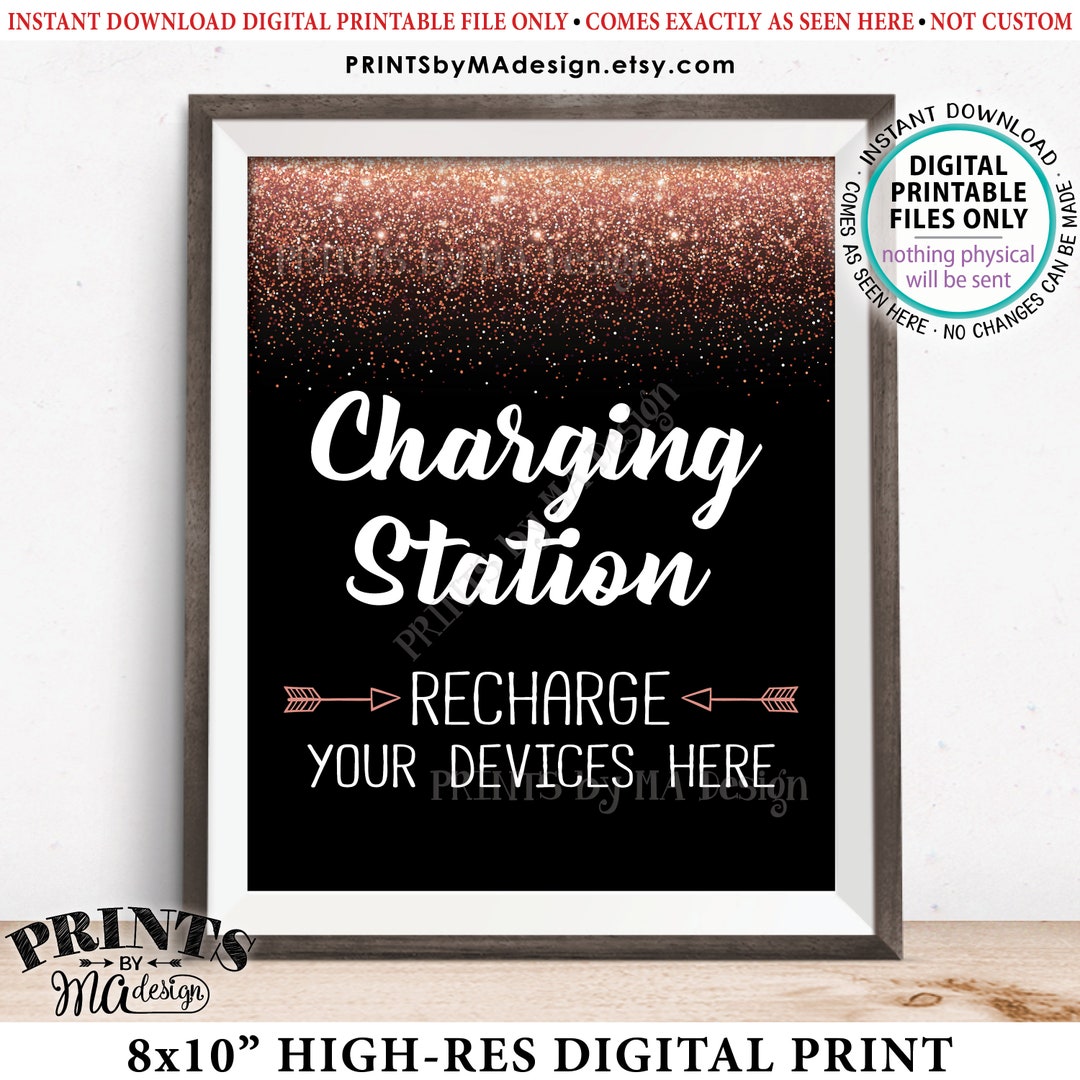 Charging Station Sign, Recharge Your Devices Here Phone Charger ...