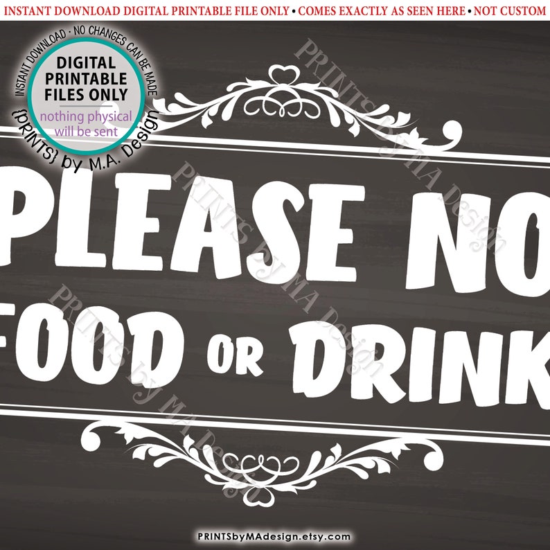 Please No Food or Drink Sign Keep Food Out PRINTABLE 5x7 - Etsy