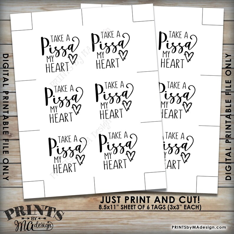 Pizza Labels Take a Pizza My Heart Valentine's Day Pizza | Etsy
