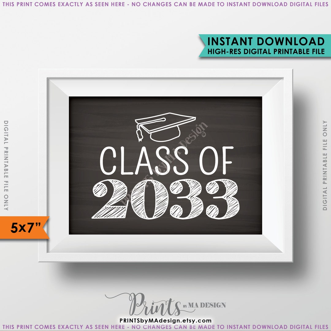 Class of 2033 Sign, Grad Party High School 2033 Grad College Graduation ...
