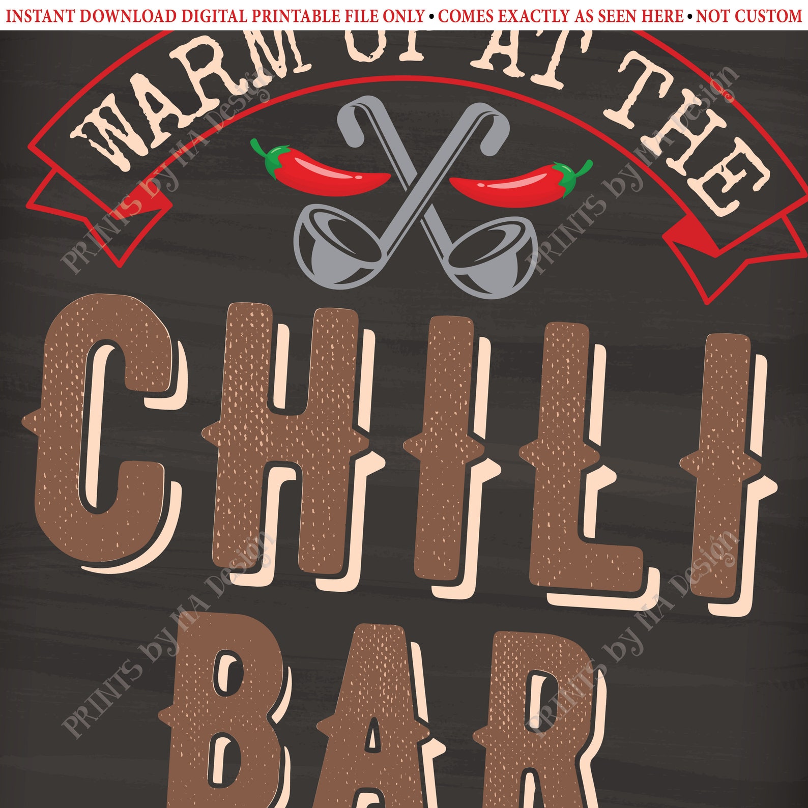 Chili Bar Sign Warm up at the Chili Station PRINTABLE - Etsy
